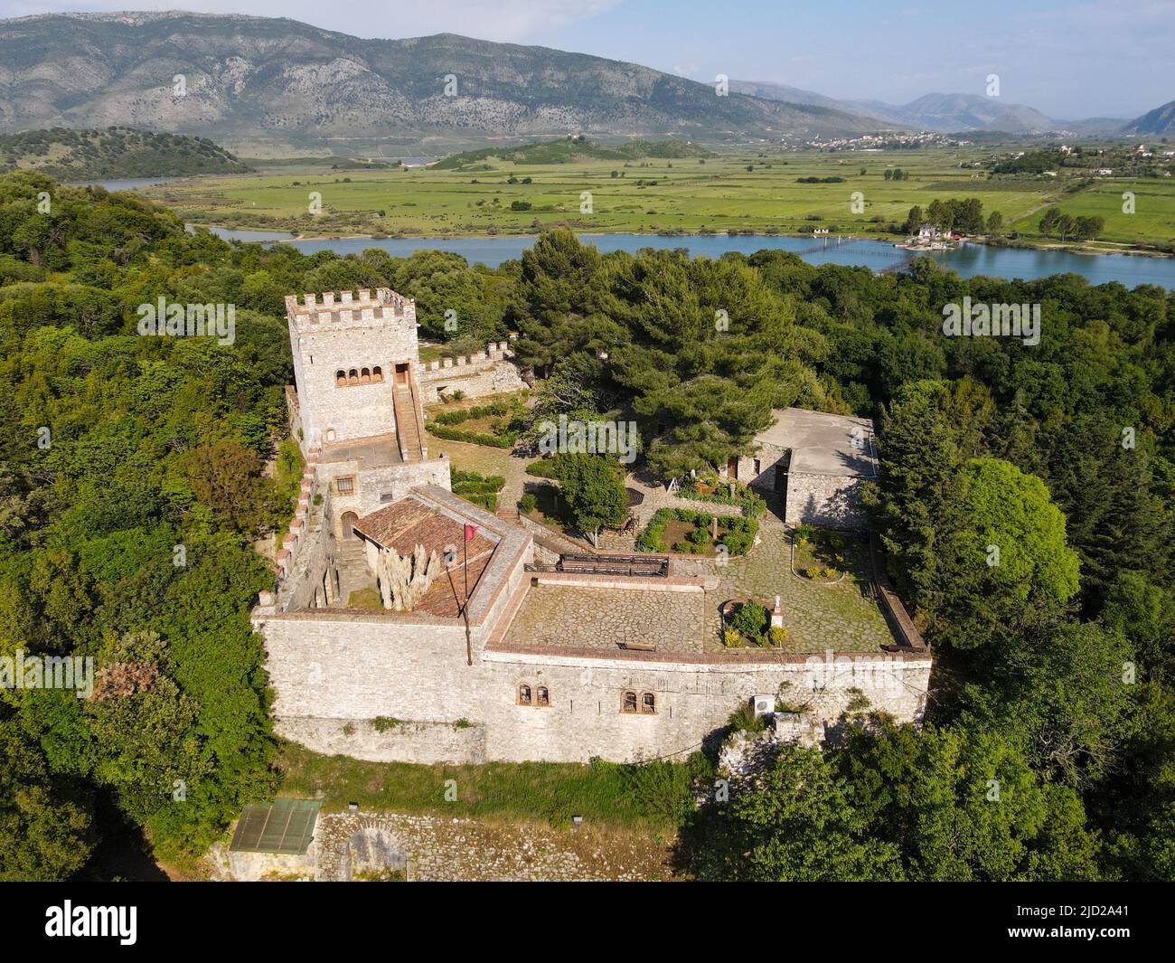 Drone view at the roman archaeological site of Butrinto on Albania ...