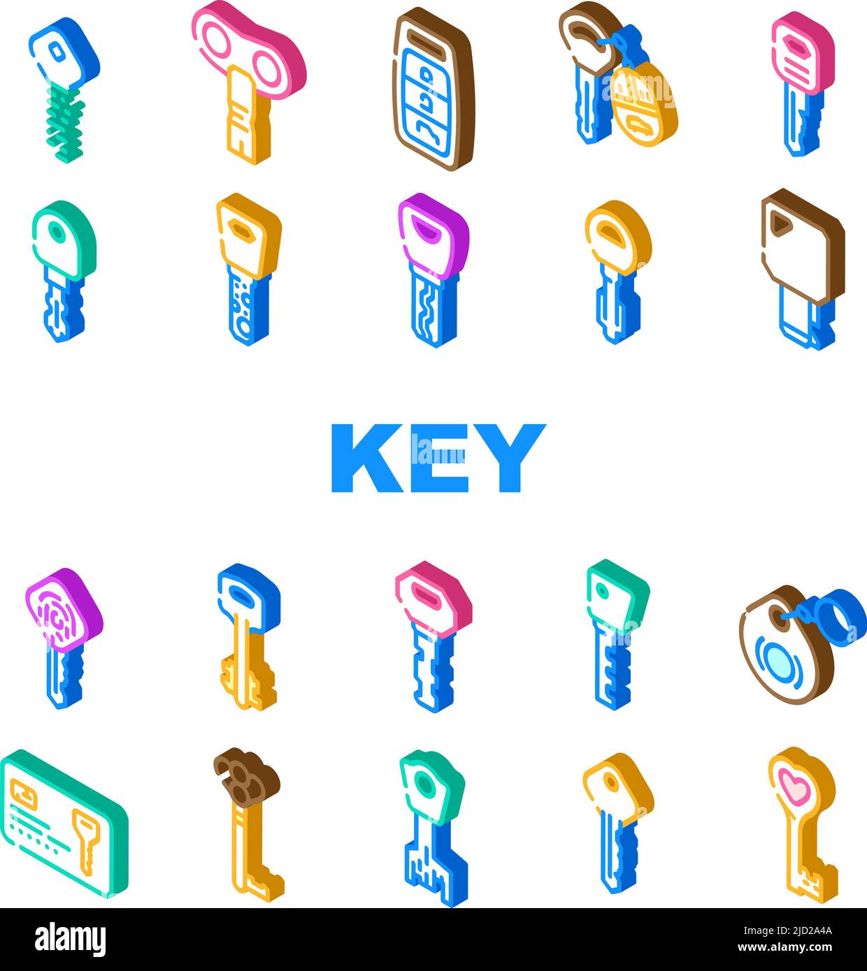 Key For Open And Close Padlock Icons Set Vector Stock Vector Image ...