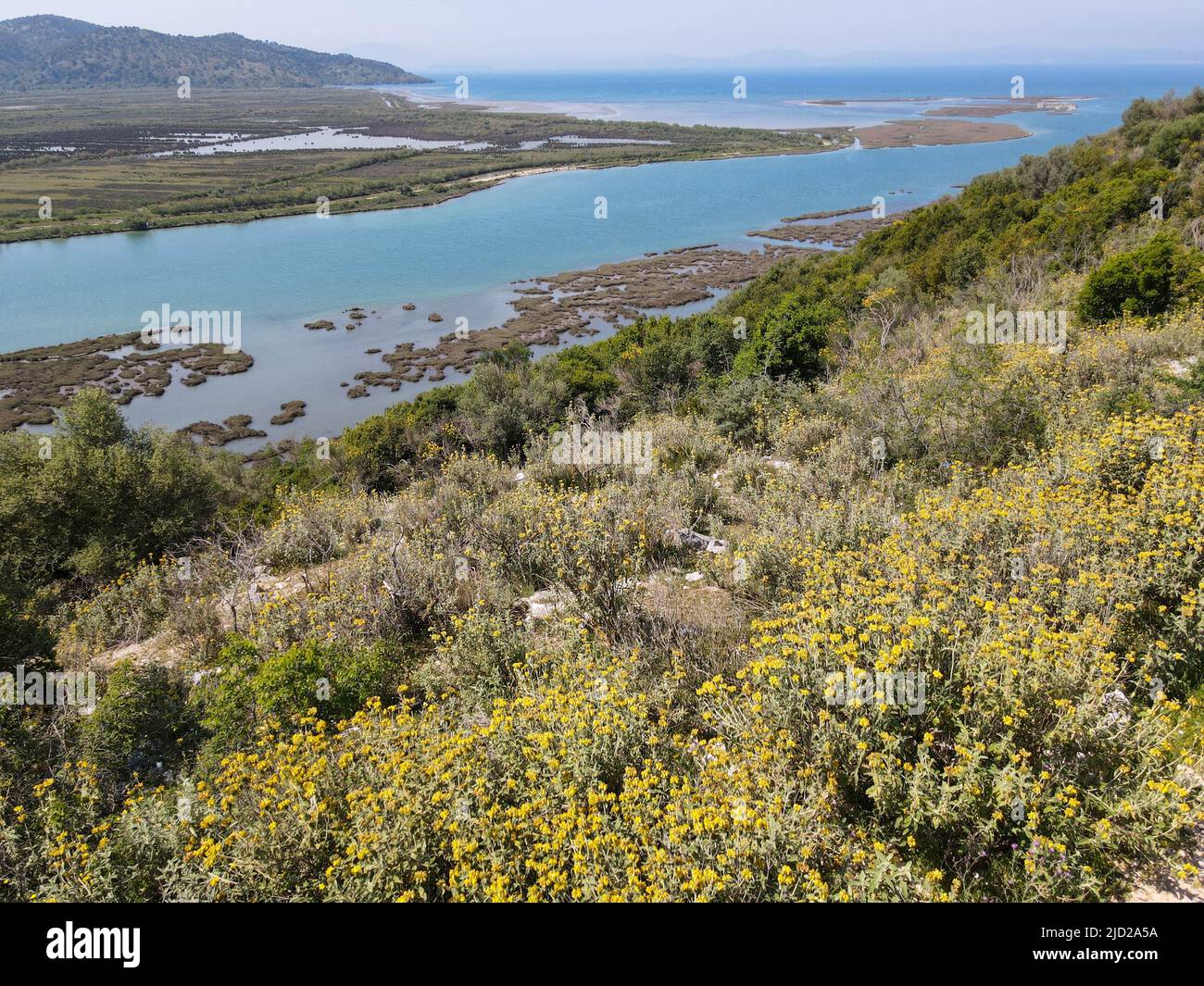 Drone view at Vivari channel at Butrinto on Albania Stock Photo - Alamy