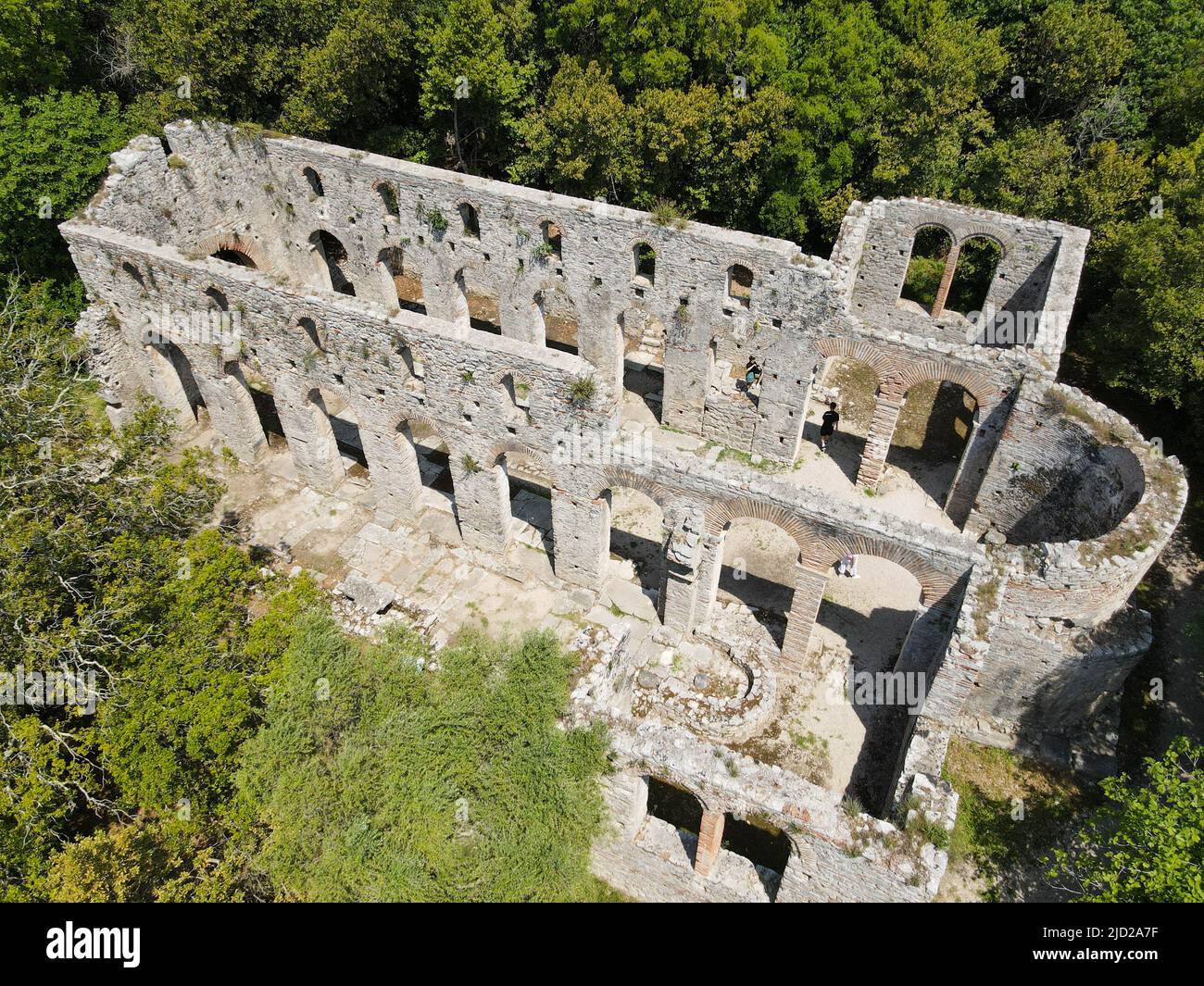 Drone view at the roman archaeological site of Butrinto on Albania ...