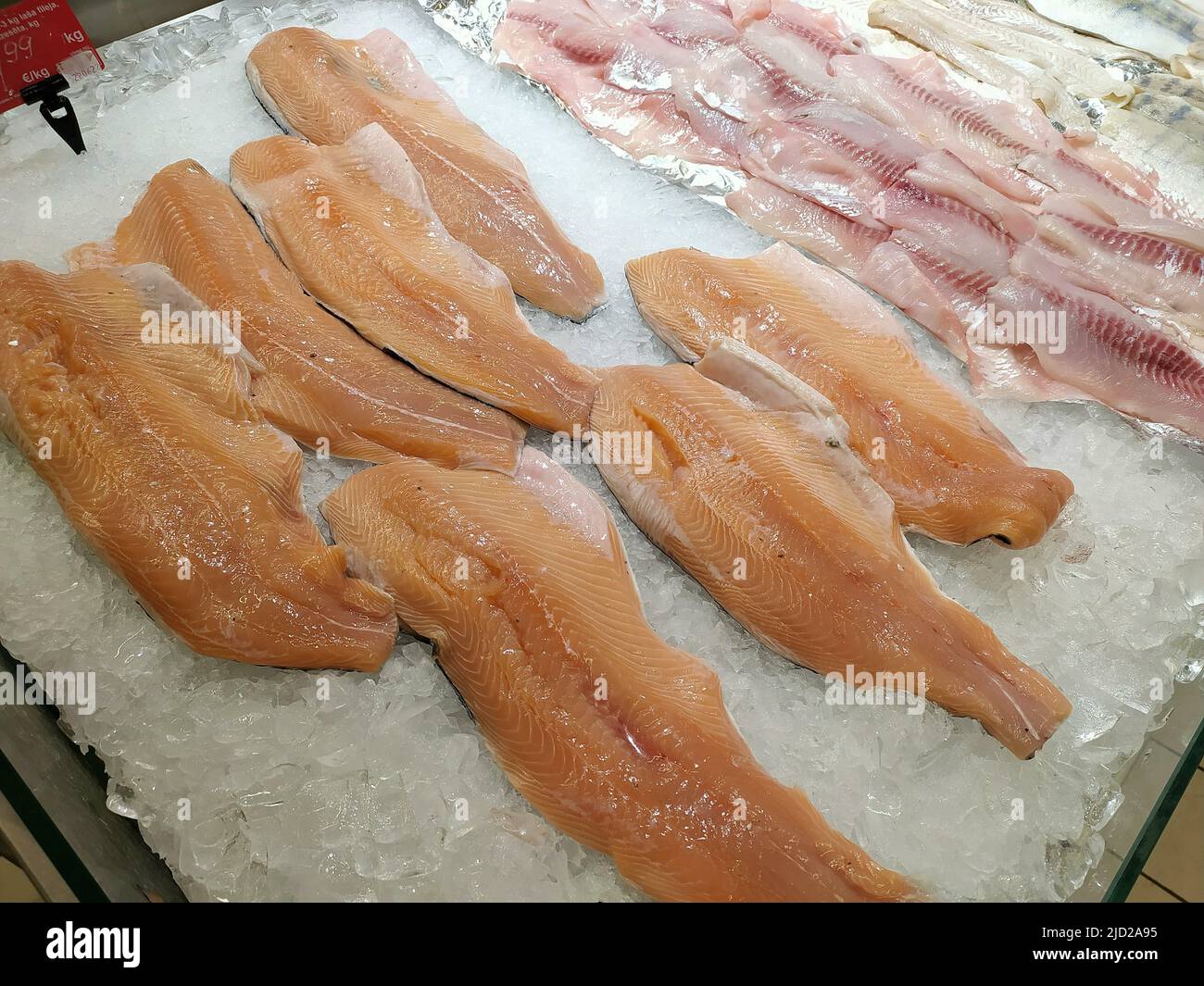 Latvia, Riga, 17.06.2022. Chilled fish in a Riga supermarket Stock ...