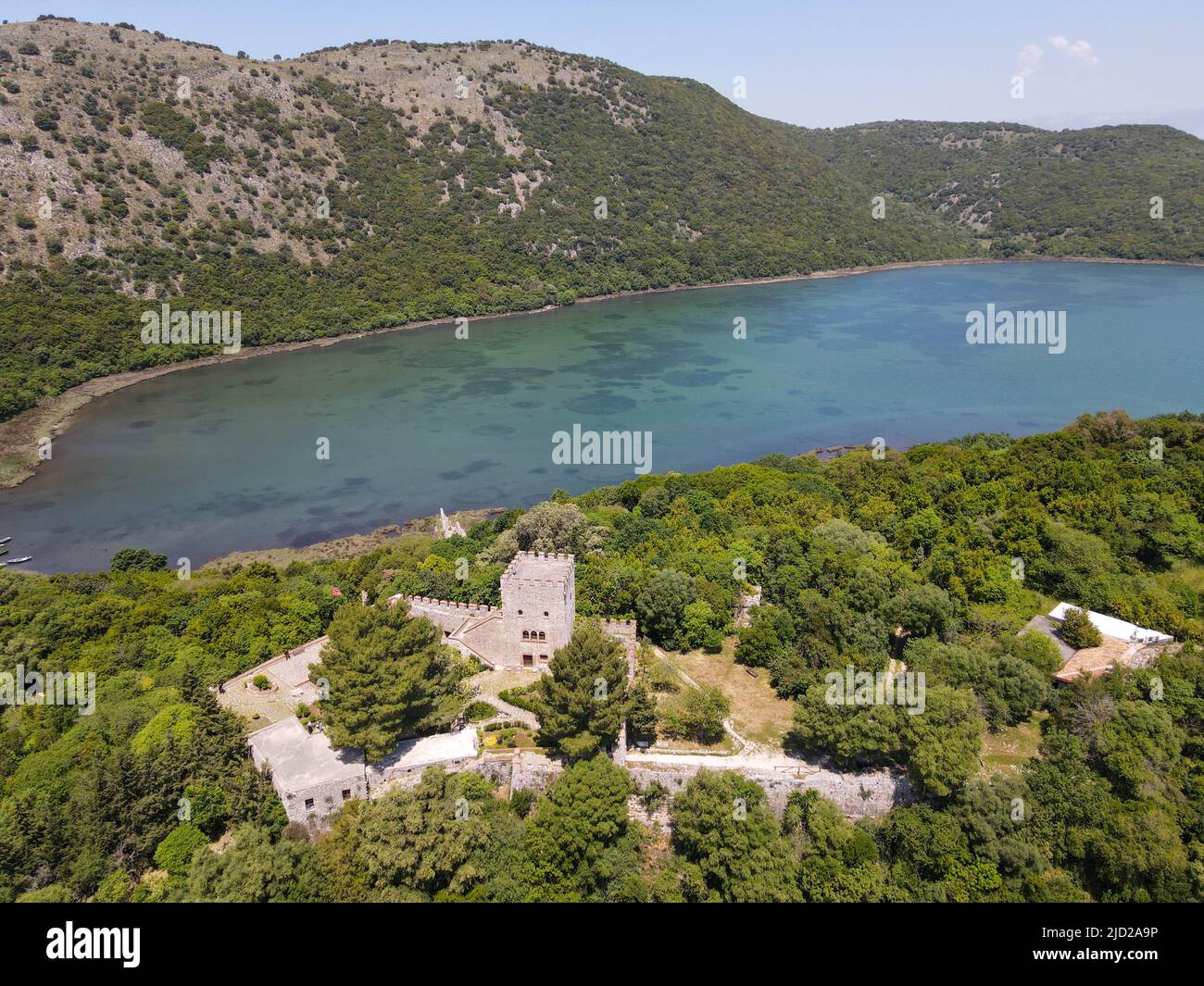 Drone view at the roman archaeological site of Butrinto on Albania ...