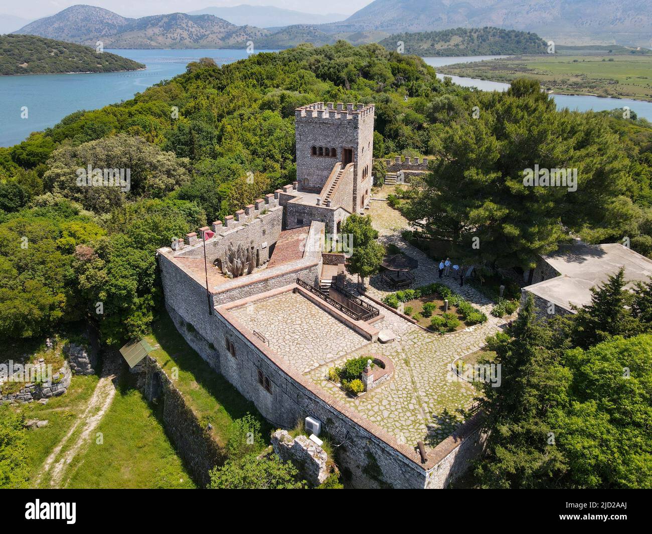 Drone view at the roman archaeological site of Butrinto on Albania ...