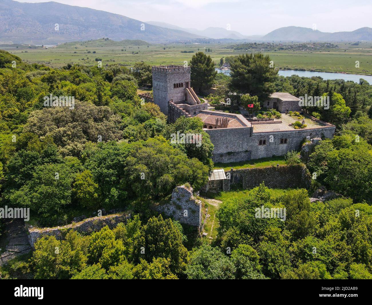 Drone view at the roman archaeological site of Butrinto on Albania ...