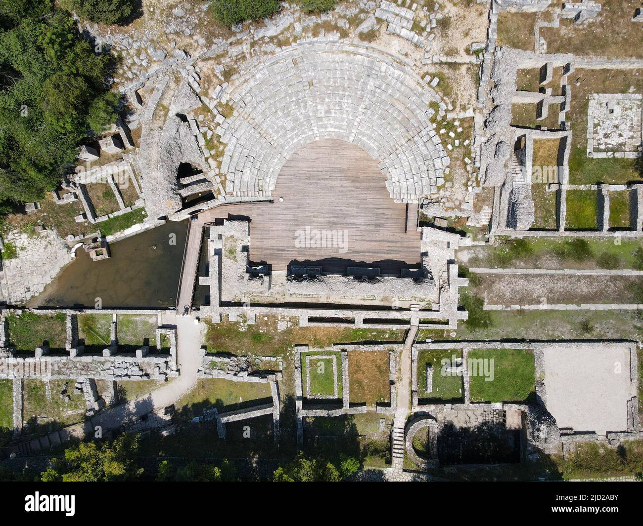 Drone view at the roman archaeological site of Butrinto on Albania ...