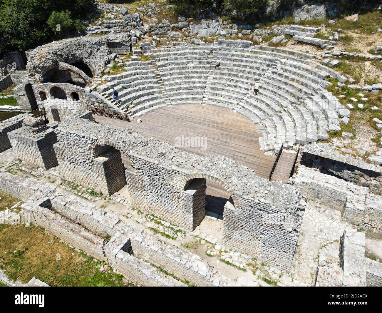 Drone view at the roman archaeological site of Butrinto on Albania ...