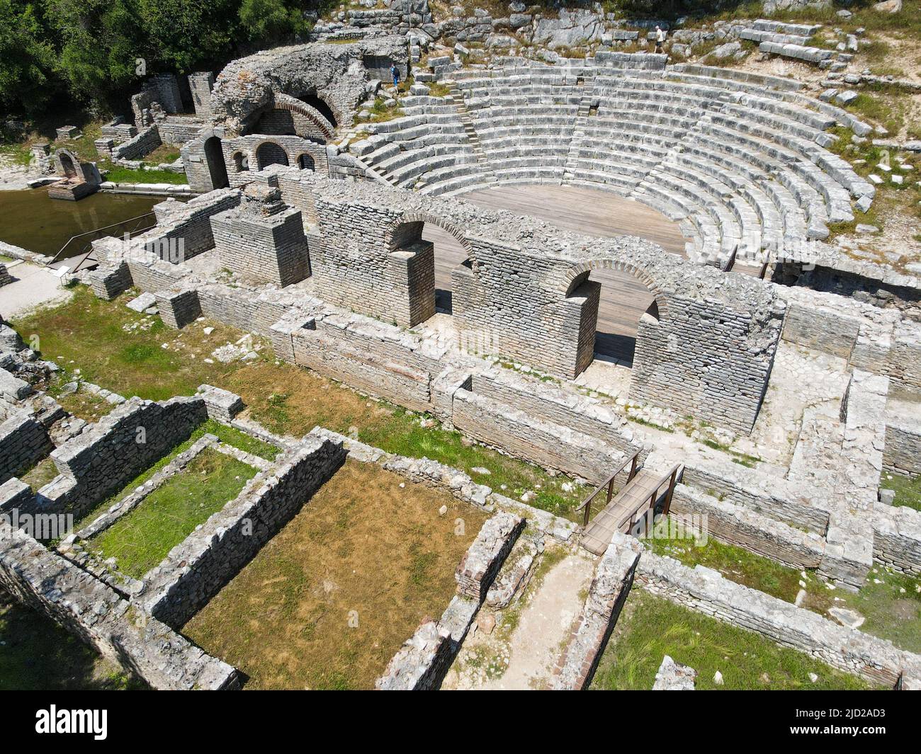 Drone view at the roman archaeological site of Butrinto on Albania ...