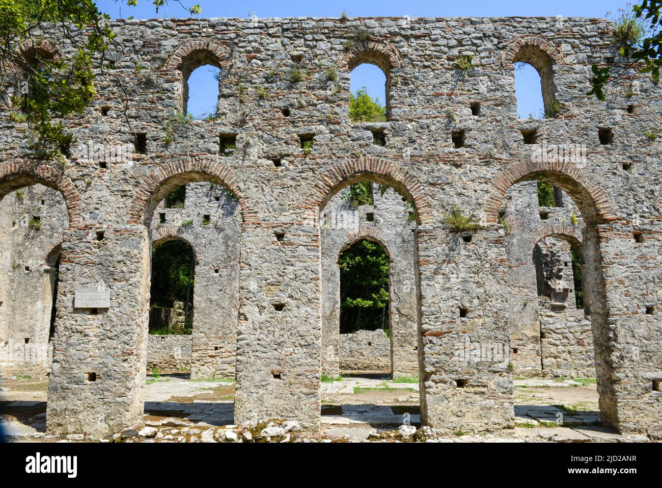 View at the roman archaeological site of Butrinto on Albania Stock ...