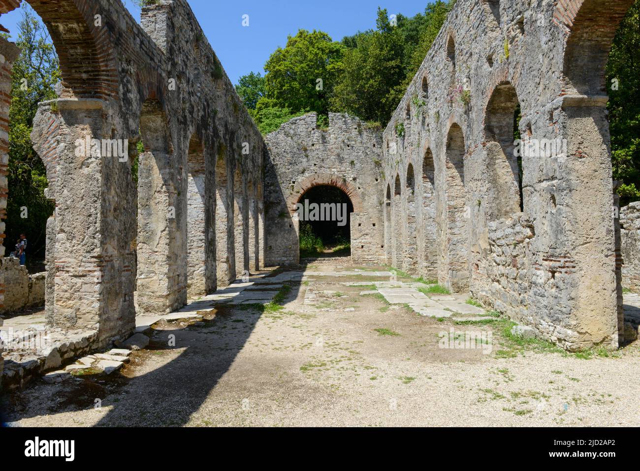 View at the roman archaeological site of Butrinto on Albania Stock ...