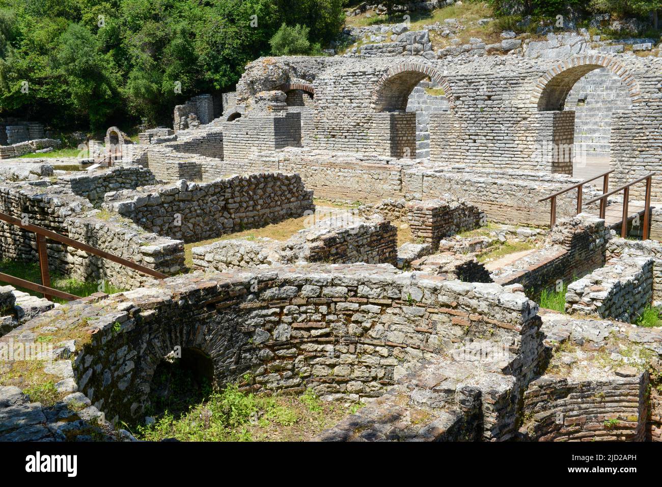 View at the roman archaeological site of Butrinto on Albania Stock ...