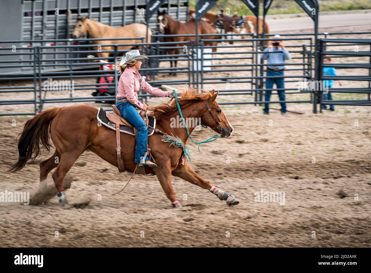 Barrel Racing at Rodeo in Colorado Springs, Colorado Stock Photo - Alamy