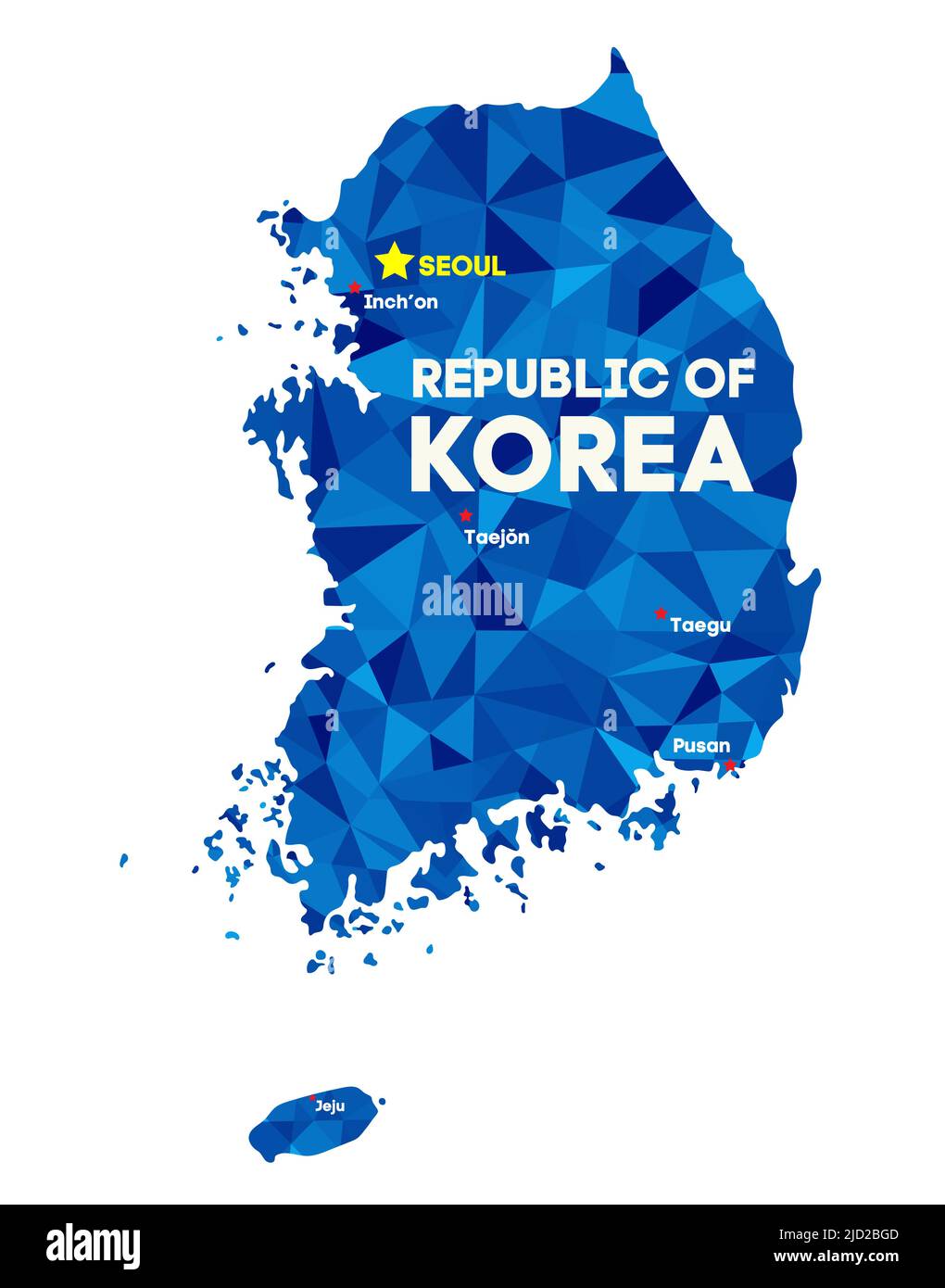 Vector geometric polygonal map of South Korea Stock Vector Image & Art ...