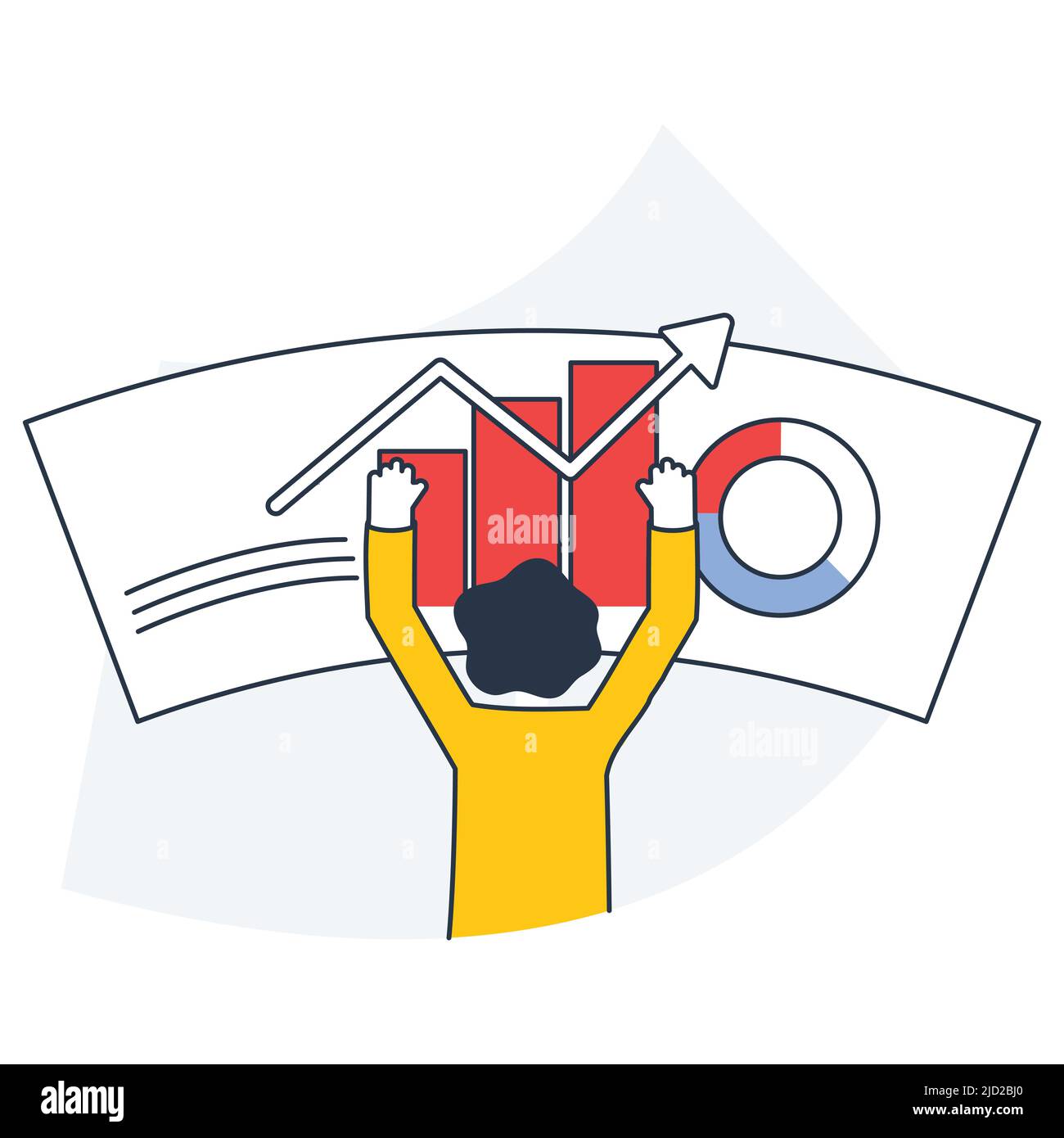 Back View Of Young Man Watching Infographic Chart On Display Screen For ...