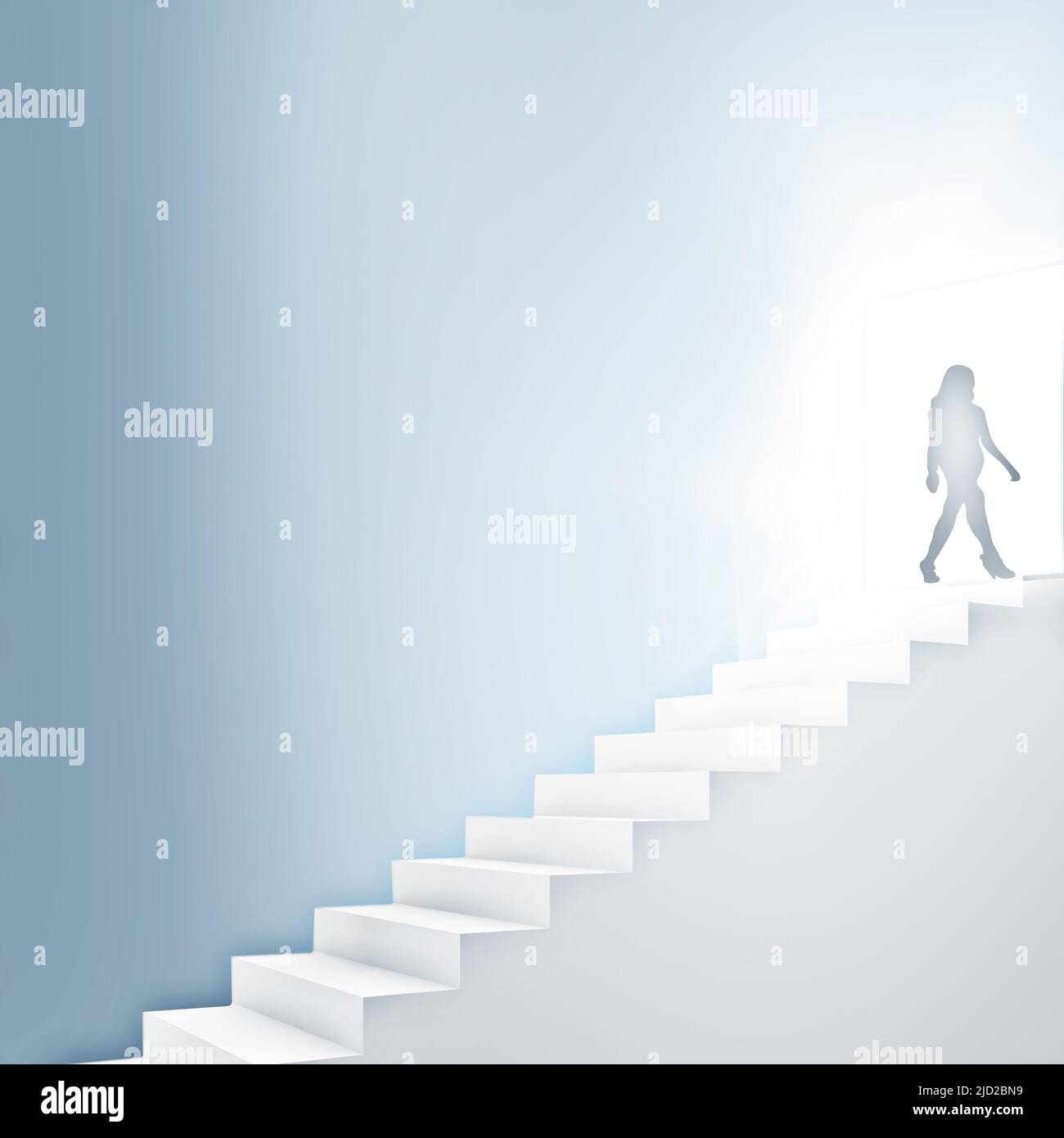 The ladder to success. Image of a woman climbing stairs Stock Photo - Alamy