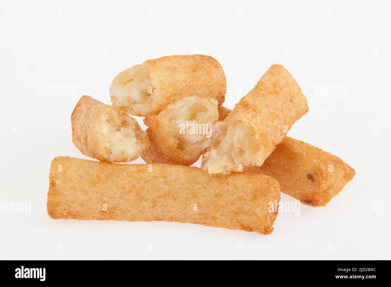 Tasty fried cassava sticks; photo on white background Stock Photo - Alamy