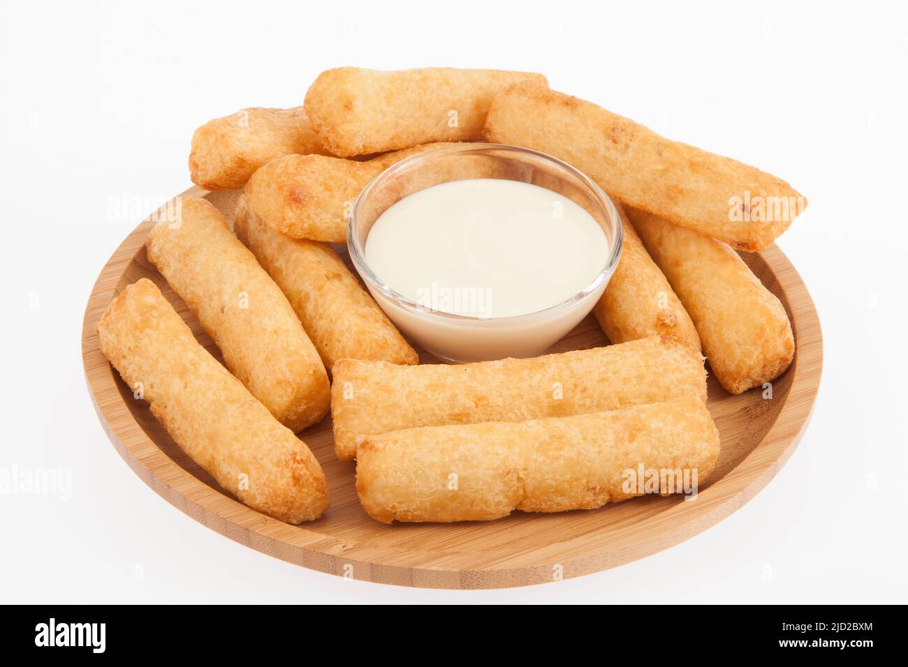 Tasty fried cassava sticks; photo on white background Stock Photo - Alamy
