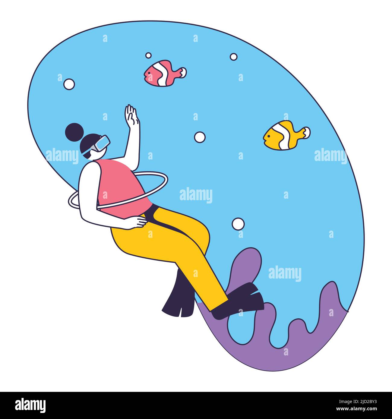 Cartoon swimmer woman Cut Out Stock Images & Pictures - Alamy