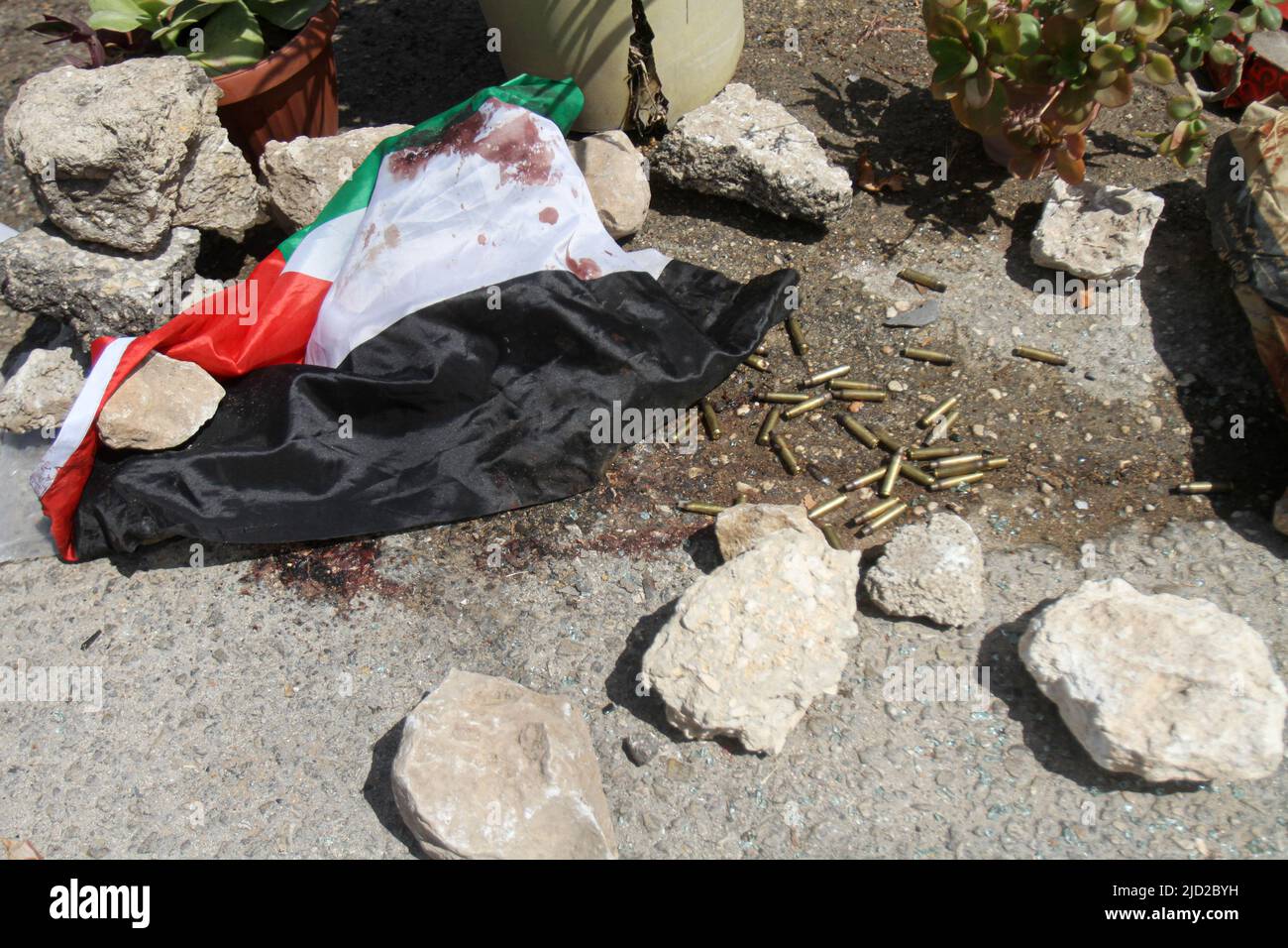 Jenin, Palestine. 27th May, 2022. Bullets, blood, and a Palestinian ...