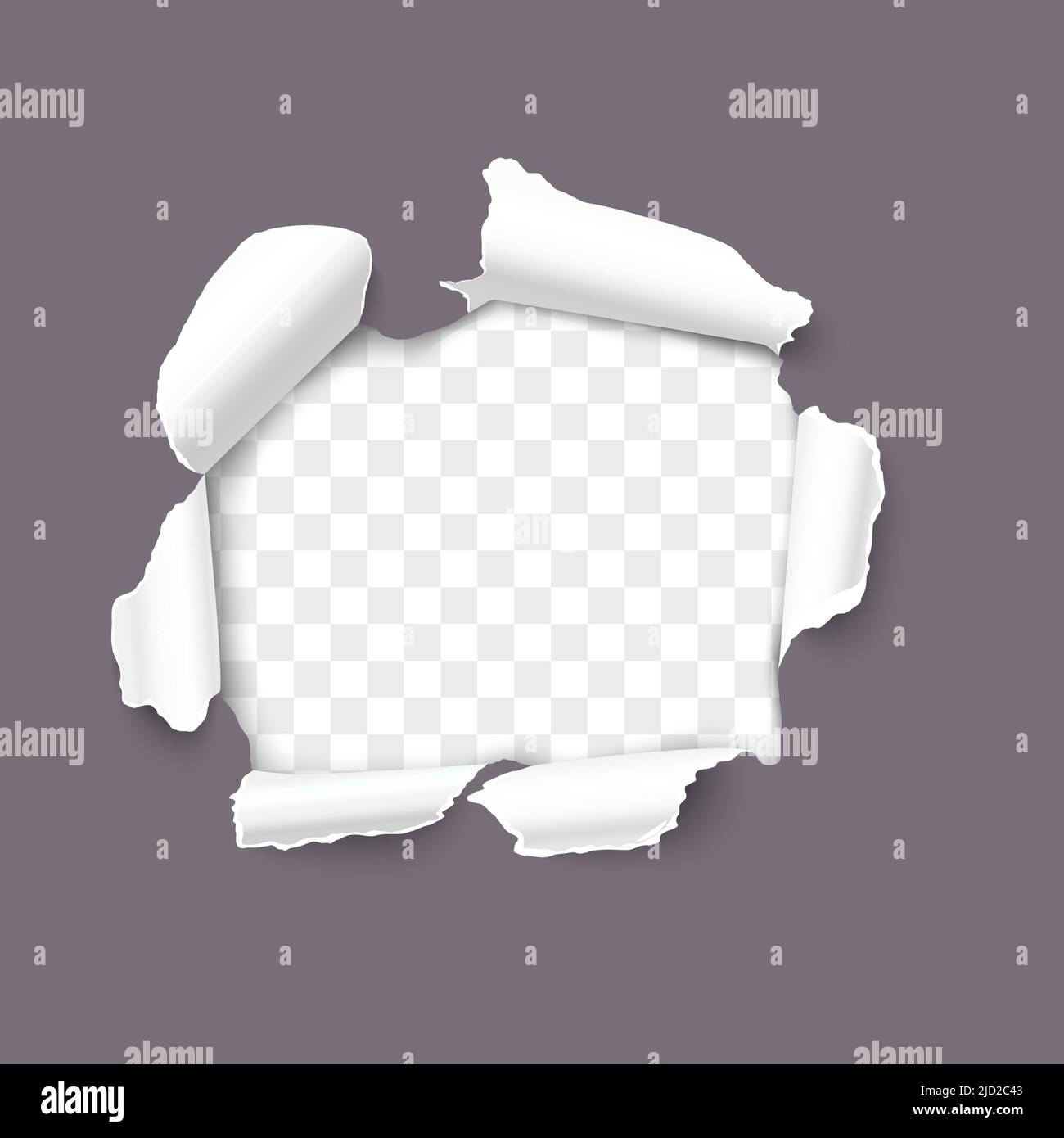 Torn paper realistic vector background. Hole in the sheet of paper on a ...