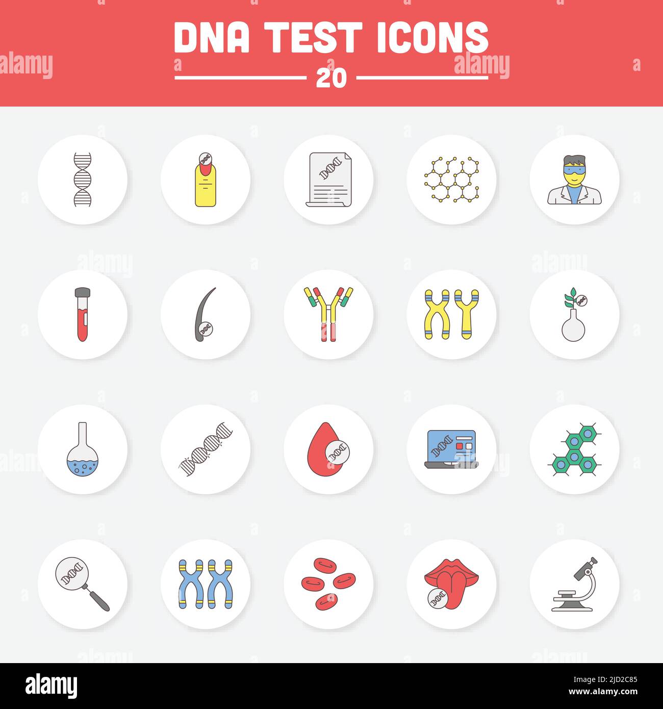 Colorful Dna Test Icon Set In Flat Style Stock Vector Image & Art - Alamy