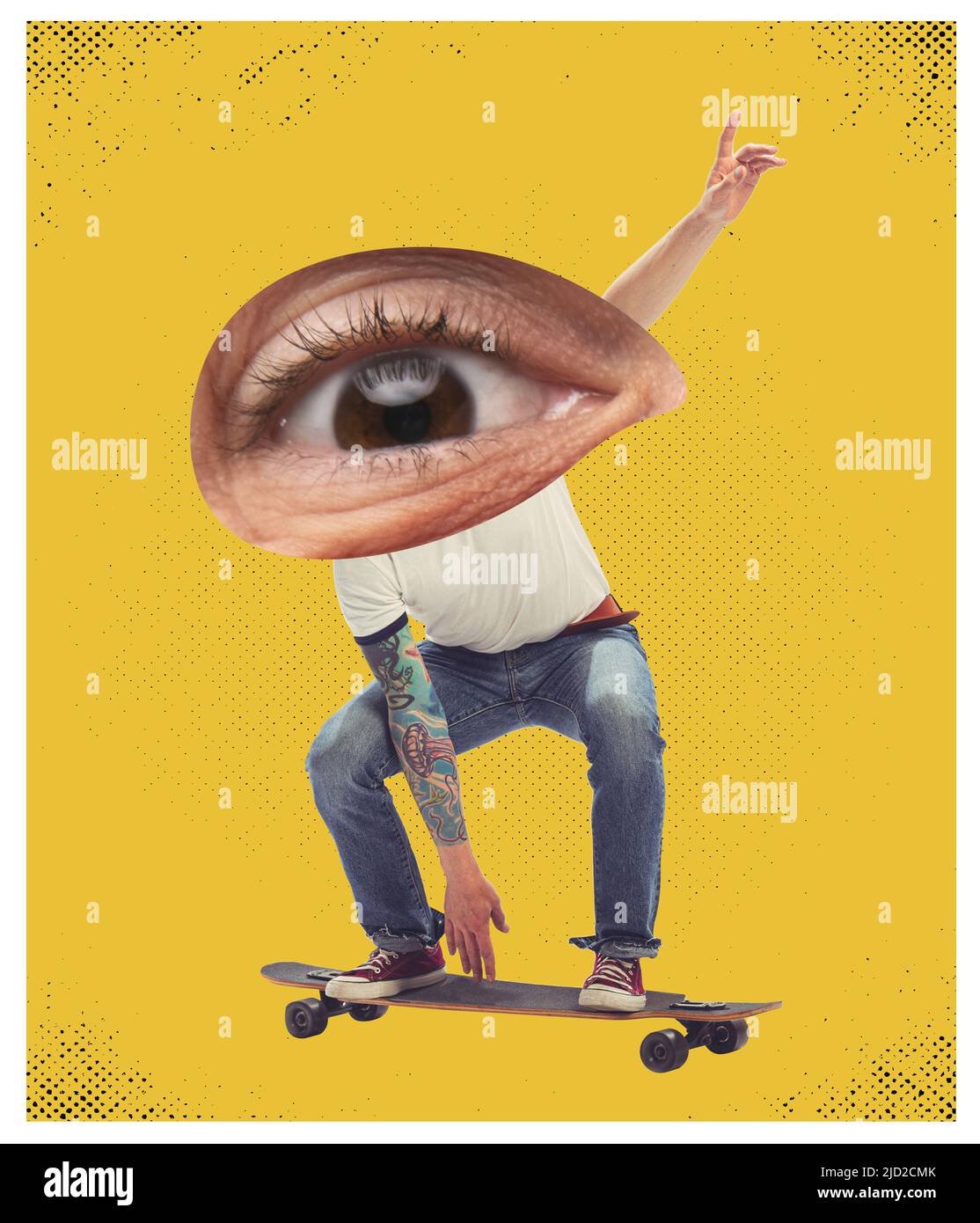 Stylish young man, hipster dressed in 50s, 60s style headed of big ...