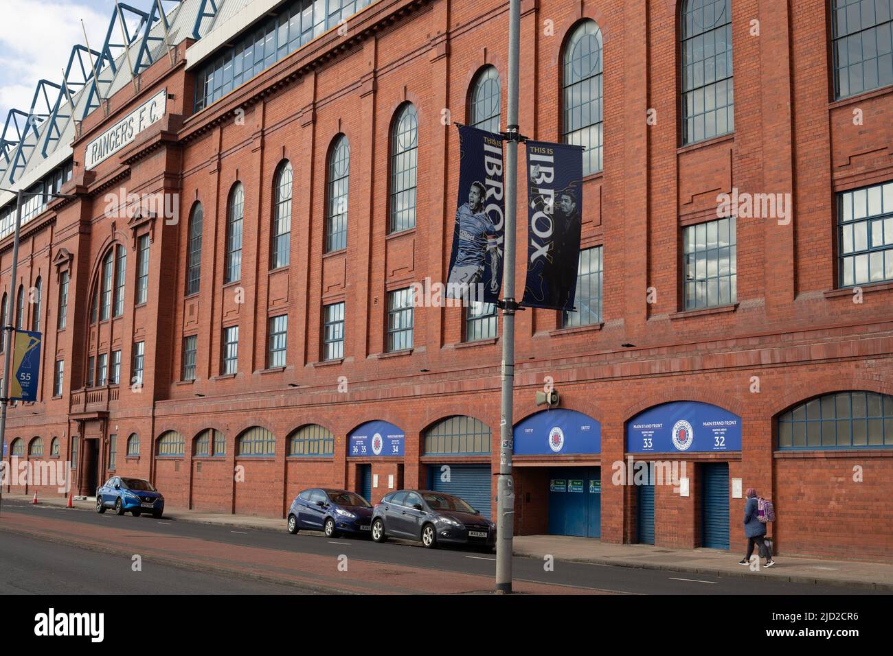 Views of exterior of Ibrox Stadium, home to Rangers Football Club, in ...
