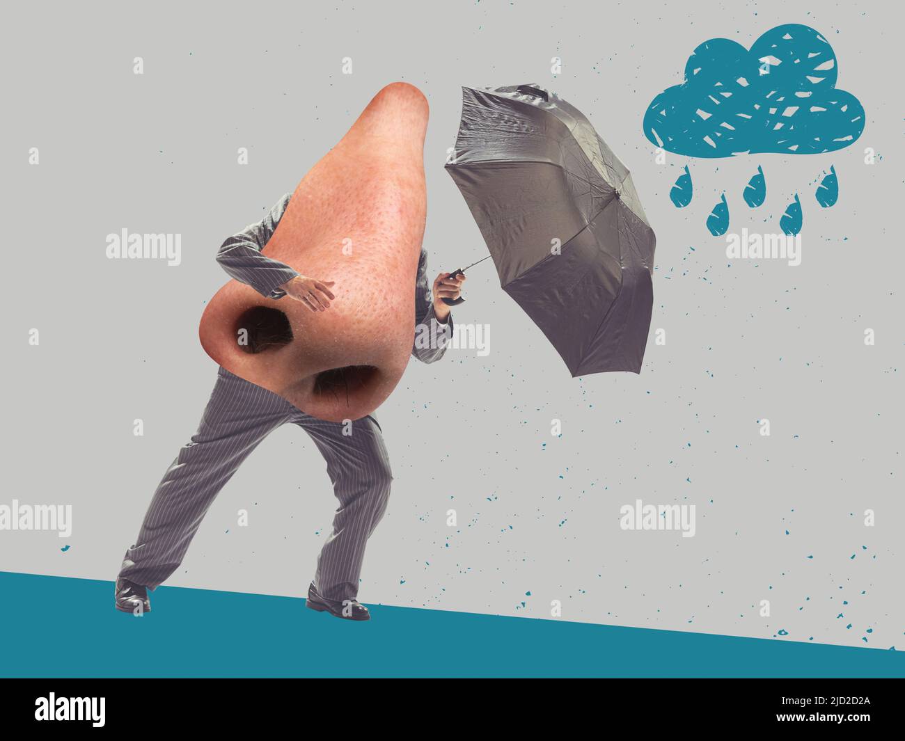 Contemporary art collage, design. Inspiration, ideas. Huge human nose ...