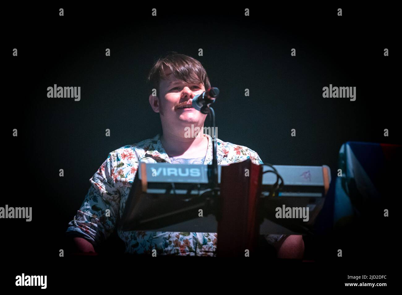 Padova, Italy. 16th June, 2022. Elio Biffi, keyboards of Pinguini ...