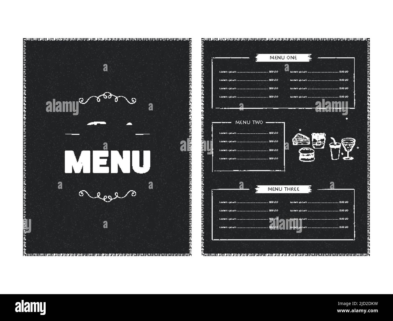 Food Menu Card Template Layout In Front And Back Side Stock Vector ...