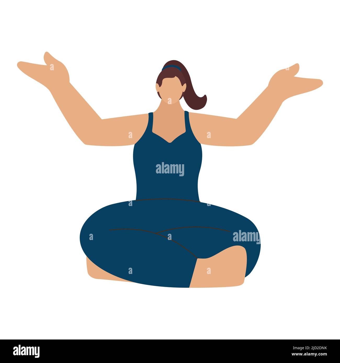 Faceless Young Woman Sitting Meditation In Lotus Pose On White