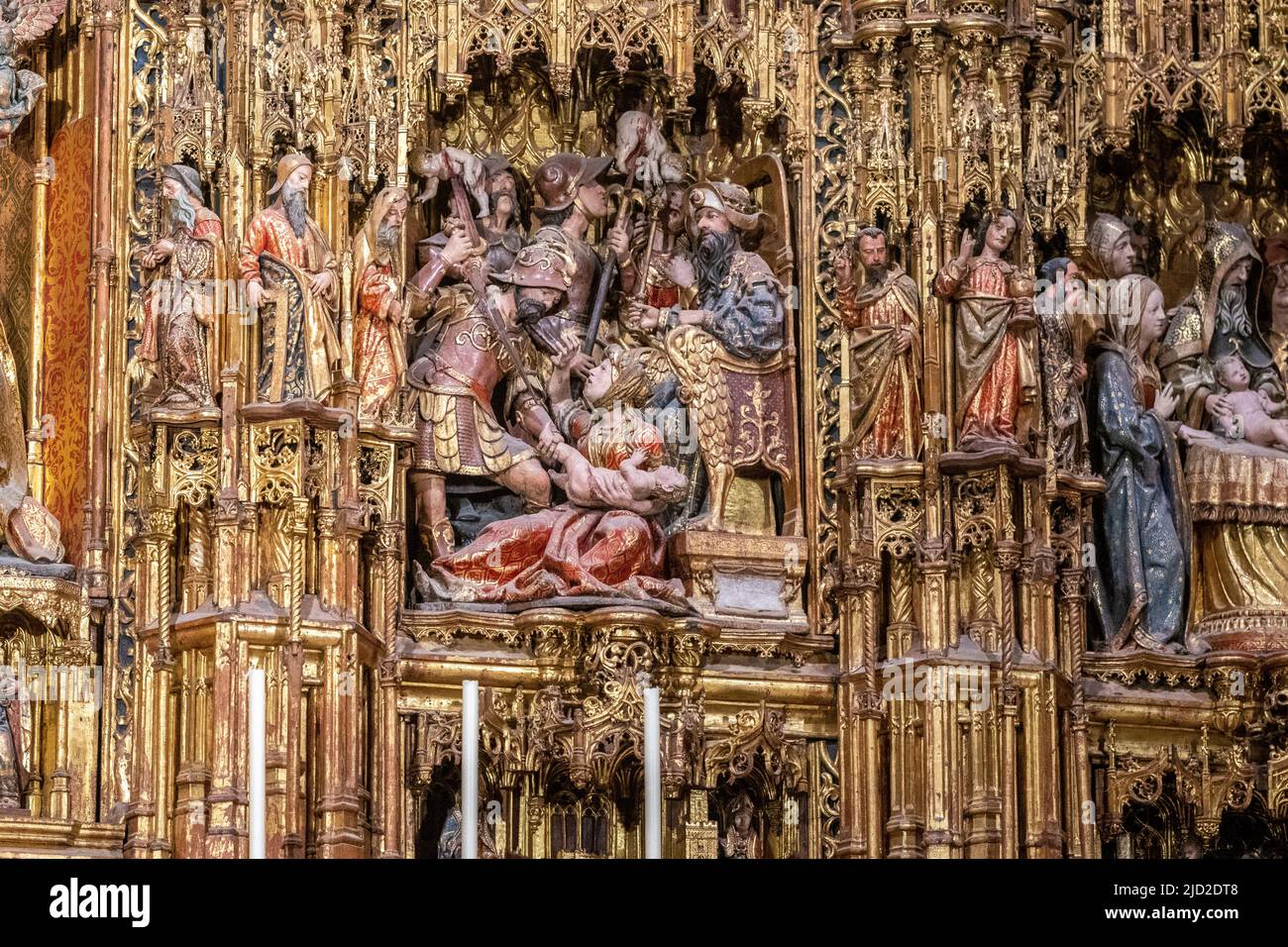 Statues depicting a biblical scene on the Pierre Dancart altarpiece ...