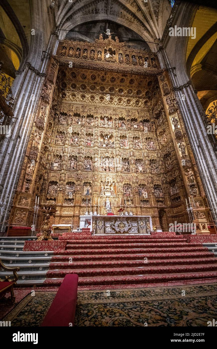 The Pierre Dancart altarpiece inside of Seville Cathedral, Seville ...