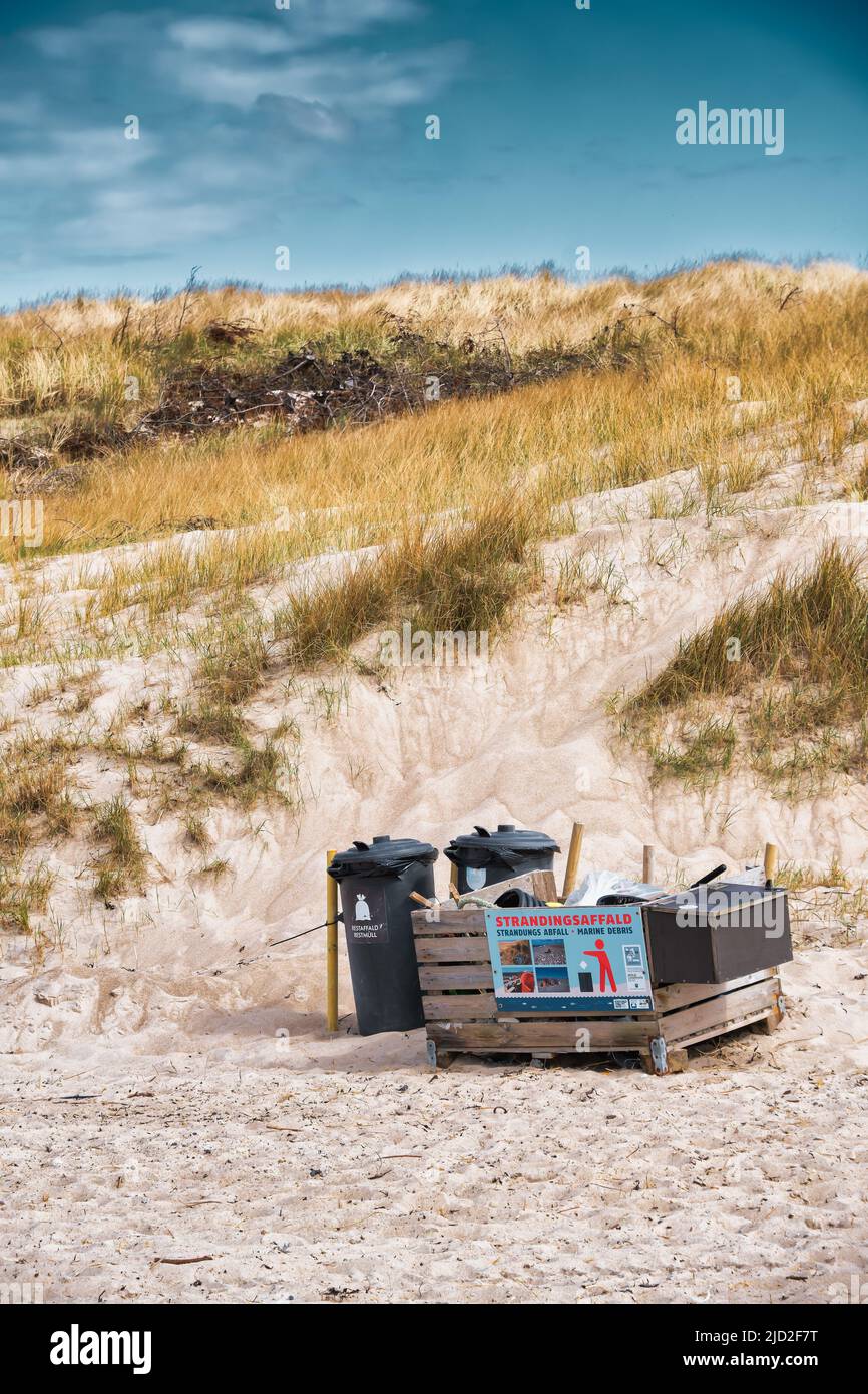 Beach wate collection station in Thorsminde small fishing village at ...