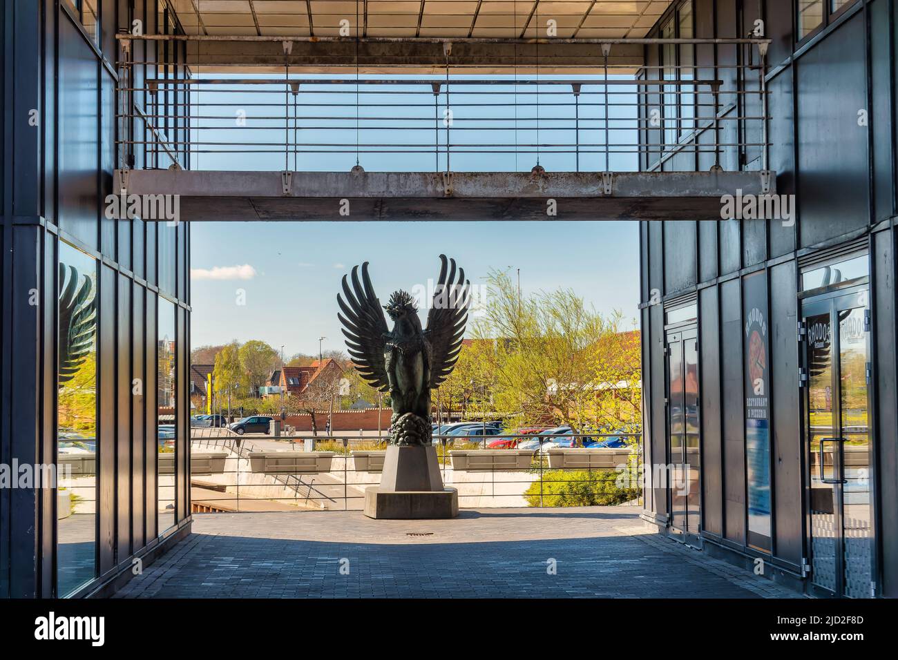 Holstebro city in north west Denmark with shops and street art Stock ...