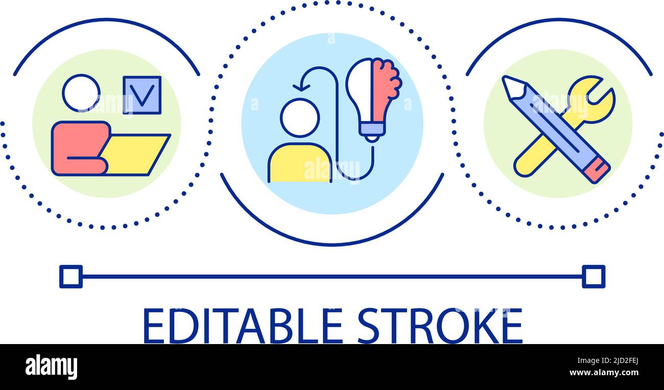 Apply knowledge and skills to work loop concept icon Stock Vector Image ...