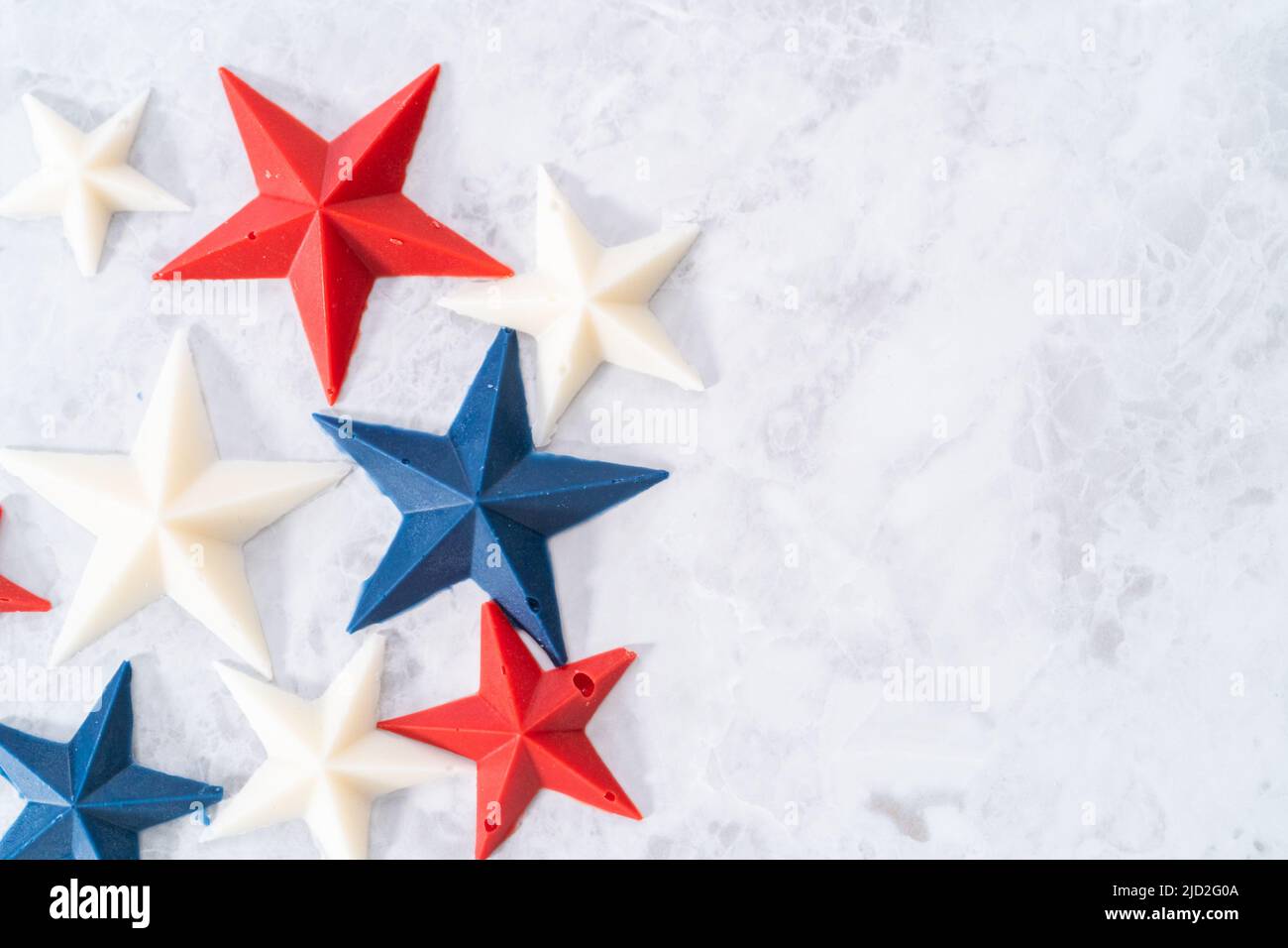 Homemade color chocolate stars that are made from color chocolate molds ...