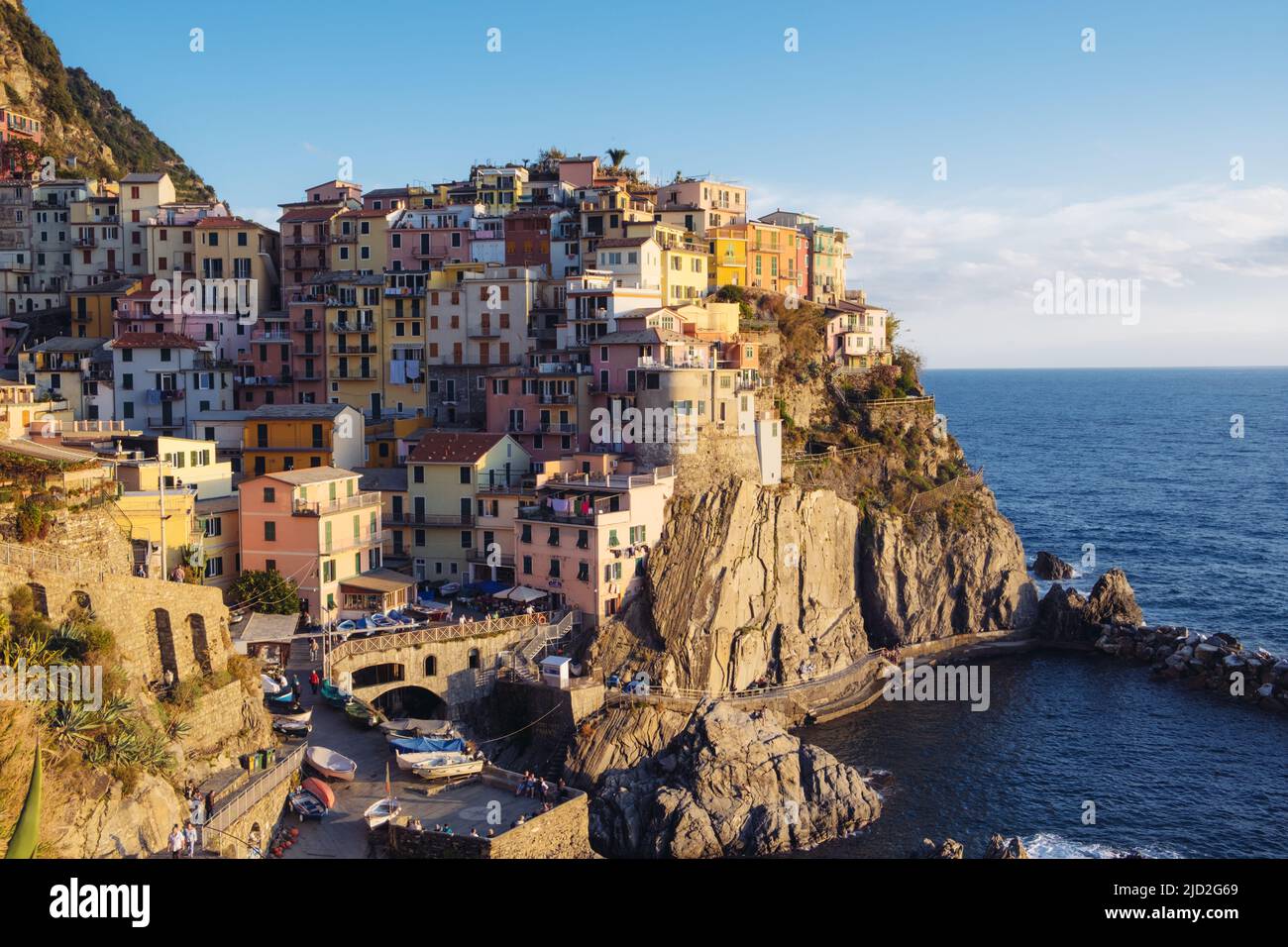 Beautiful view of rocky hills and colorful historic buildings of ...