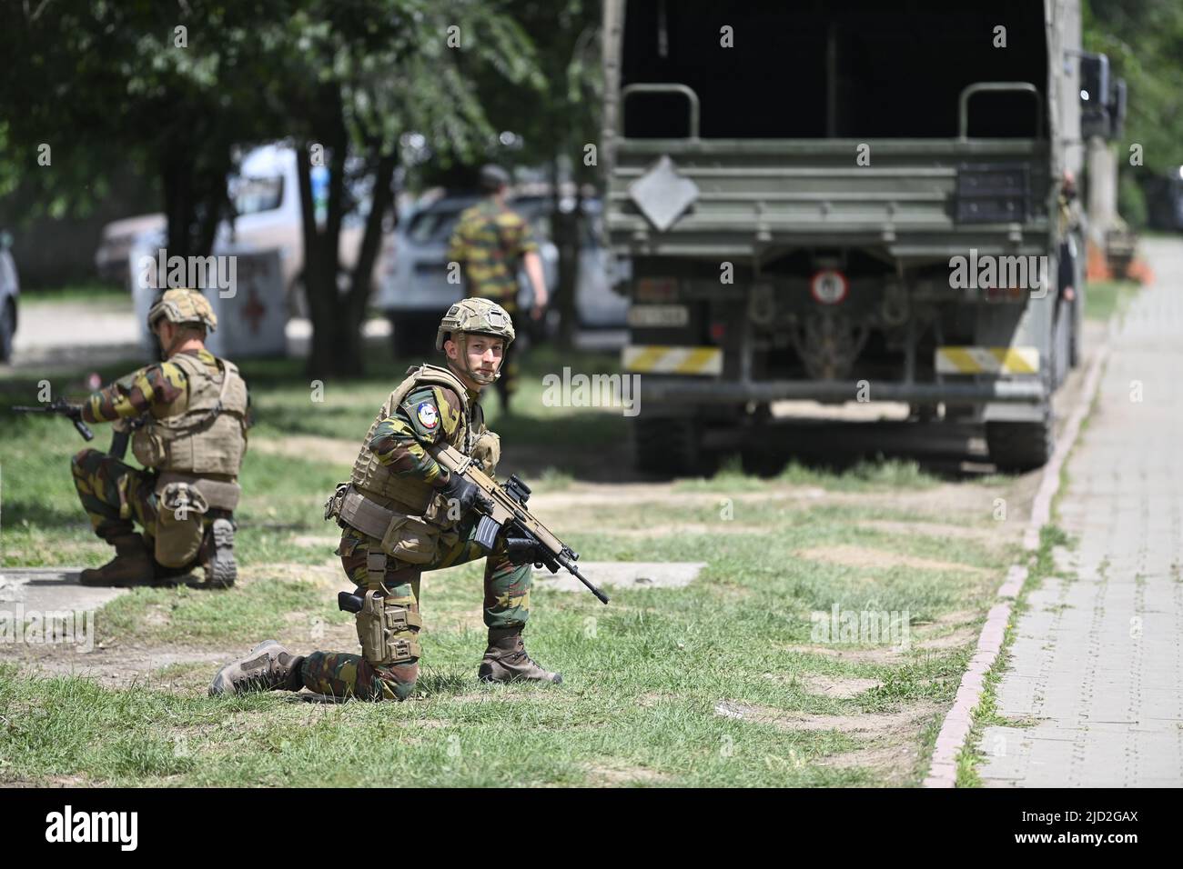 Illustration picture shows soldiers during a royal visit to the Belgian ...