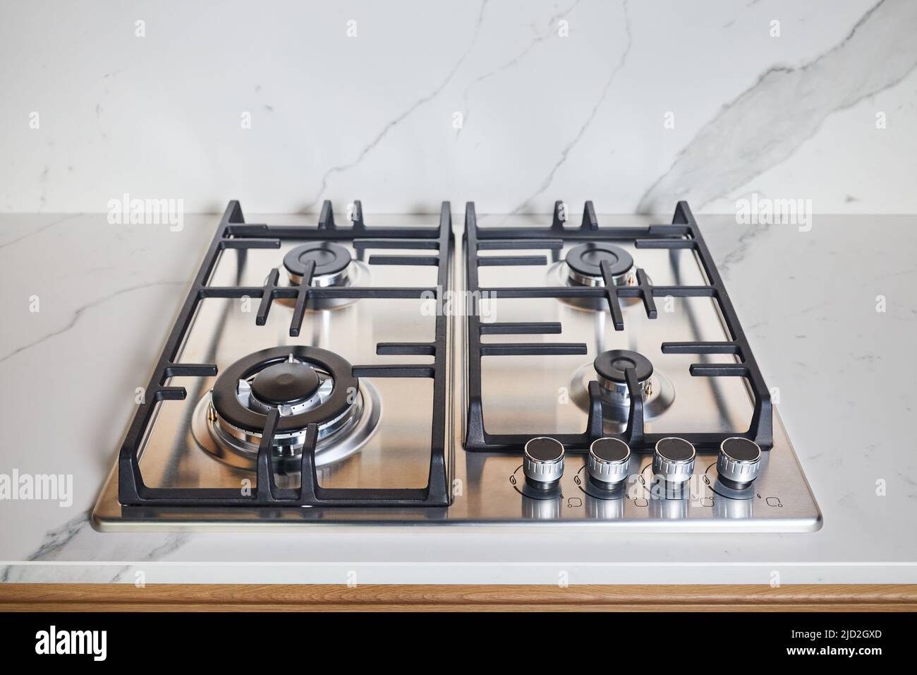 Modern hob gas or gas stove made of stainless steel using natural gas ...