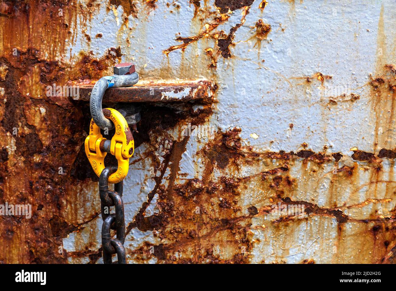 Close-up from the hull of a rusty ship, in port of Bergen, Norway Stock ...