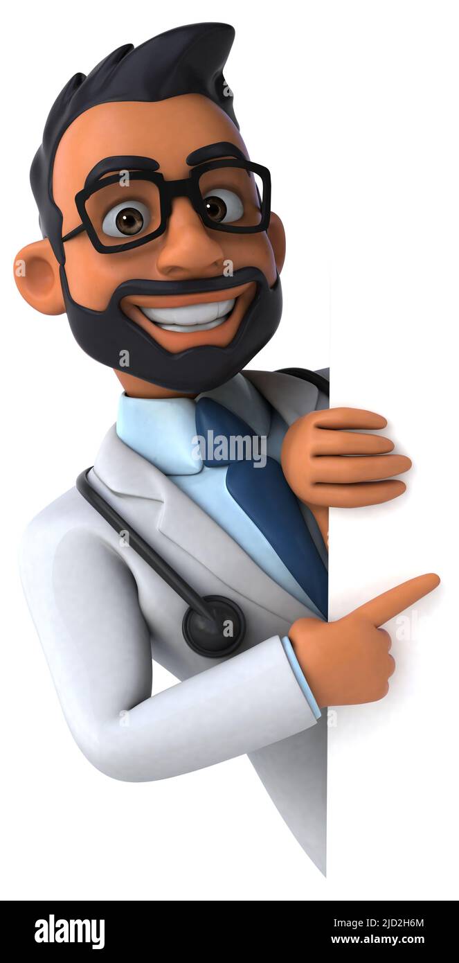 Fun 3D cartoon illustration of an indian doctor Stock Photo - Alamy