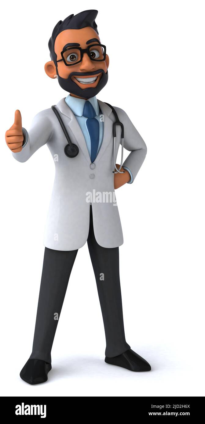 Fun 3D cartoon illustration of an indian doctor Stock Photo - Alamy