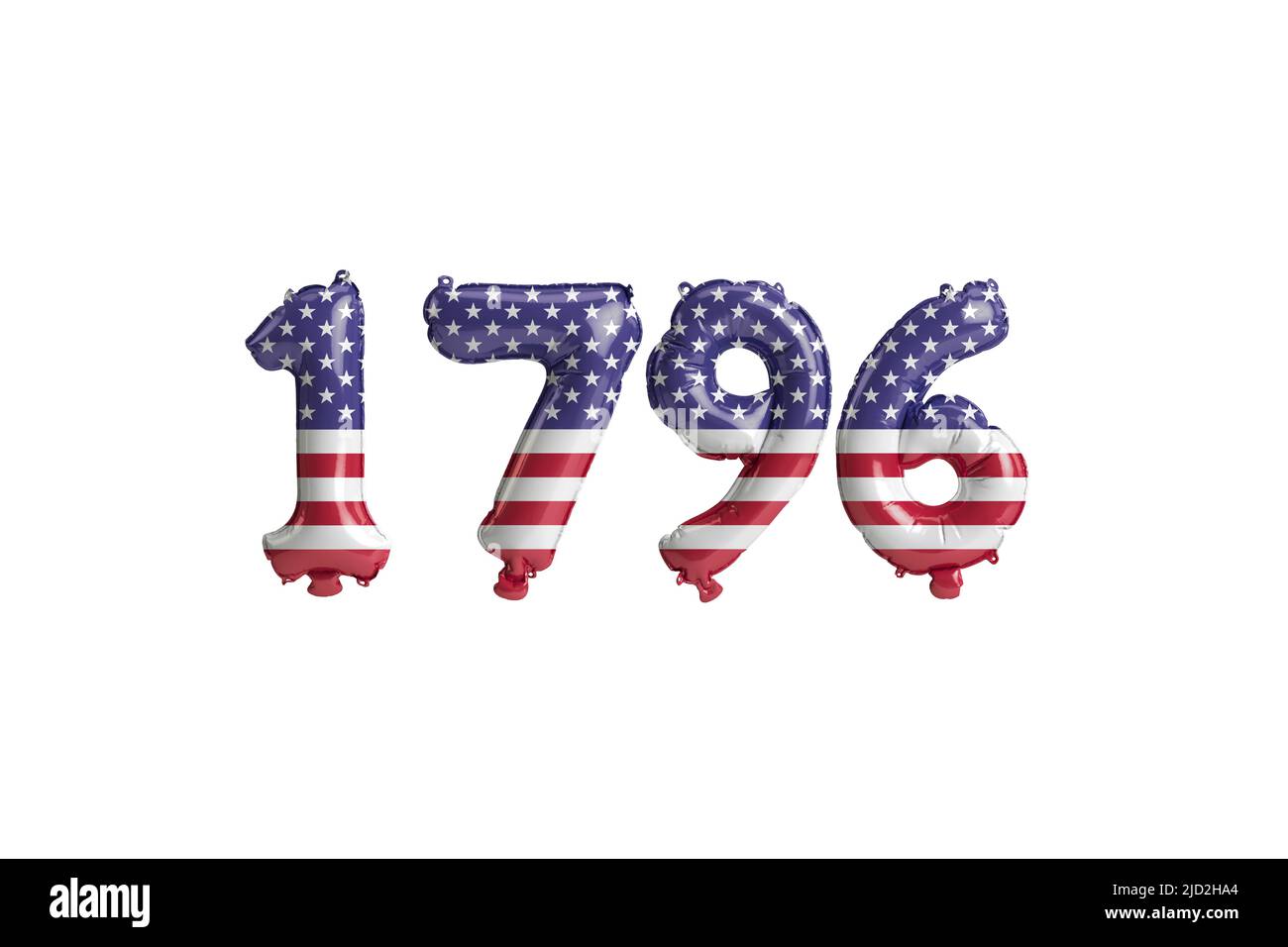 3d illustration of 1796 balloon with USA flag colors isolated on white ...