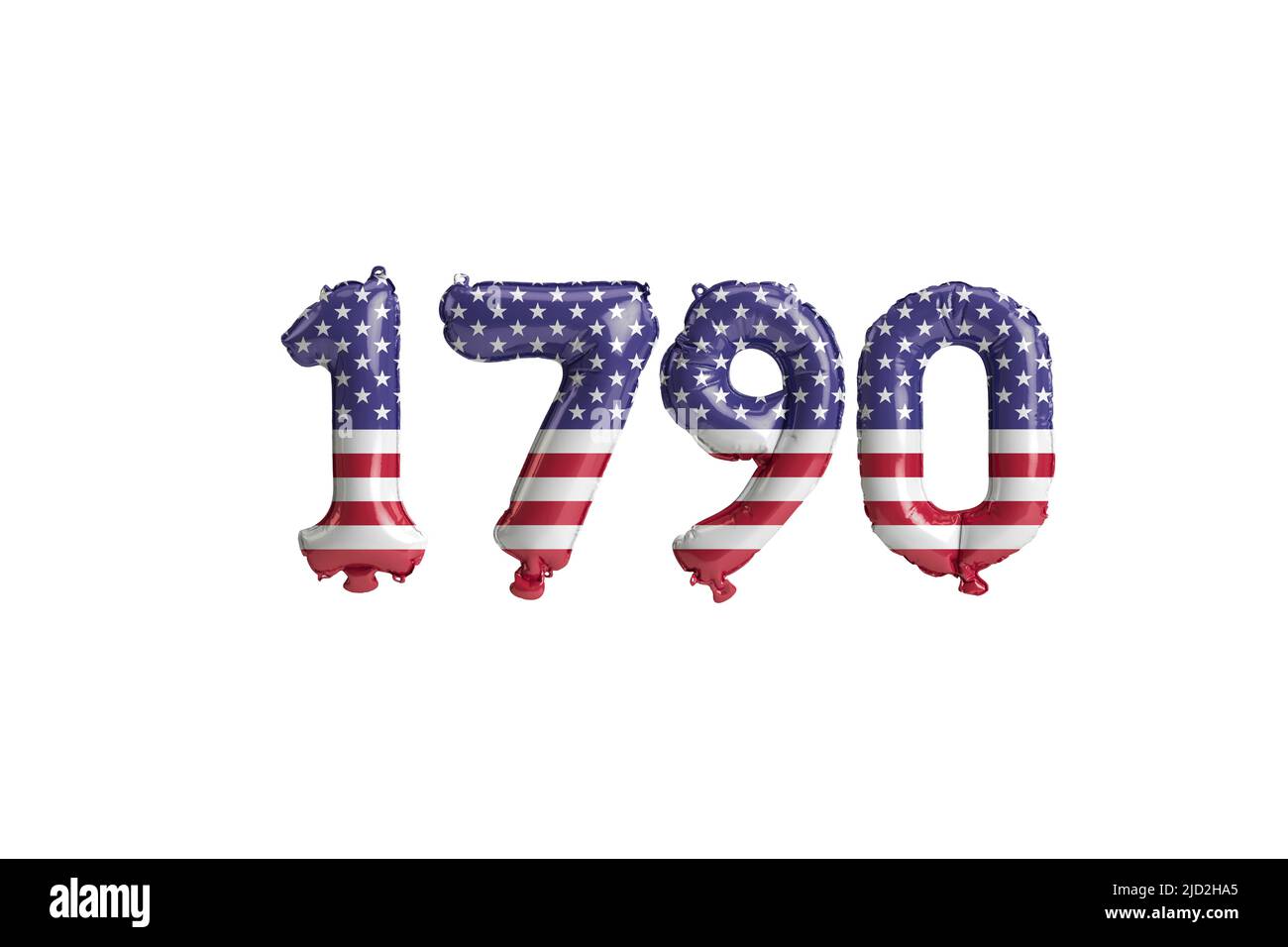 3d illustration of 1790 balloon with USA flag colors isolated on white ...