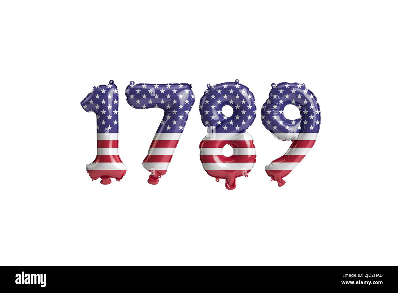 3d illustration of 1789 balloon with USA flag colors isolated on white ...