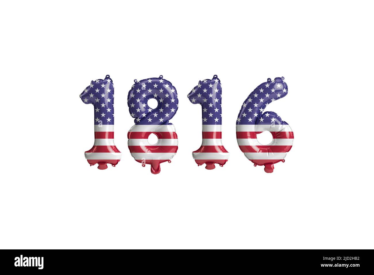 3d illustration of 1816 balloon with USA flag colors isolated on white ...