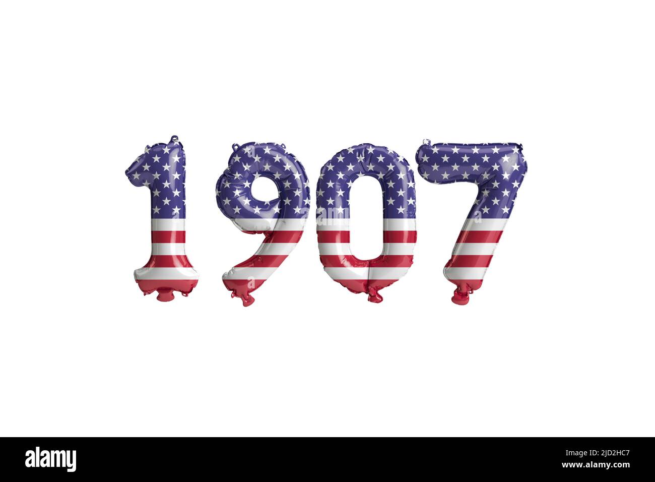 3d illustration of 1907 balloon with USA flag colors isolated on white ...