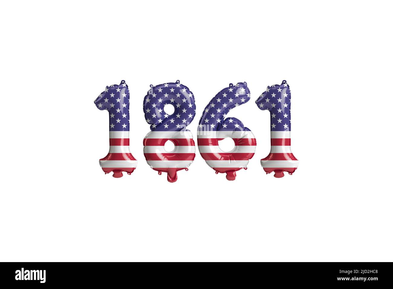 3d illustration of 1861 balloon with USA flag colors isolated on white ...