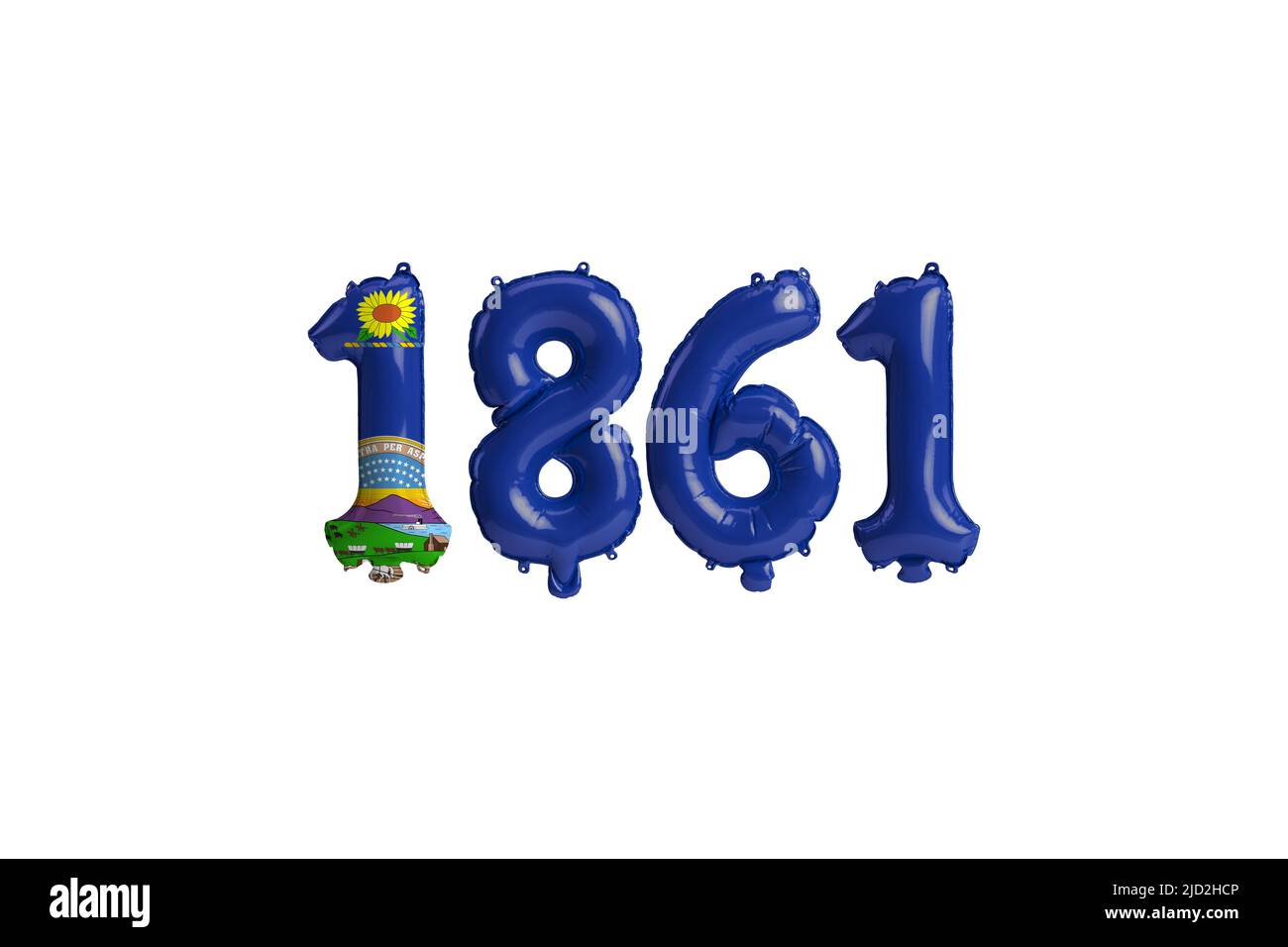 3d illustration of 1861 balloon with kansas flag colors isolated on ...