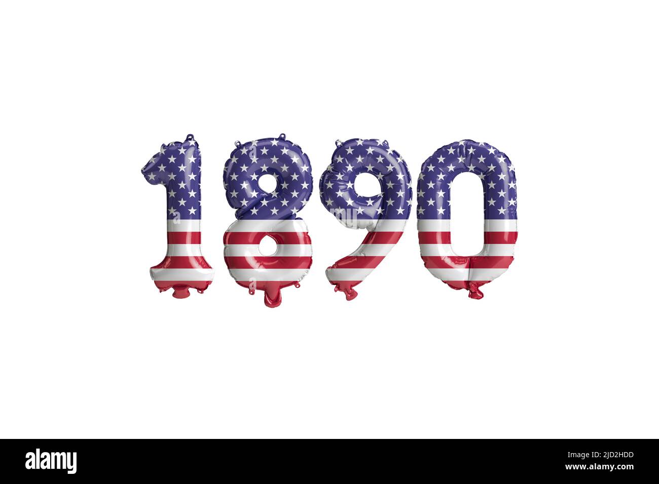 3d illustration of 1890 balloon with USA flag colors isolated on white ...